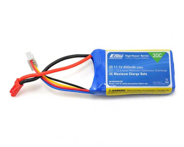 E-FLITE 450MAH 3S 11.1V 30C LIPO, 18AWG JST - EFLB4503SJ30