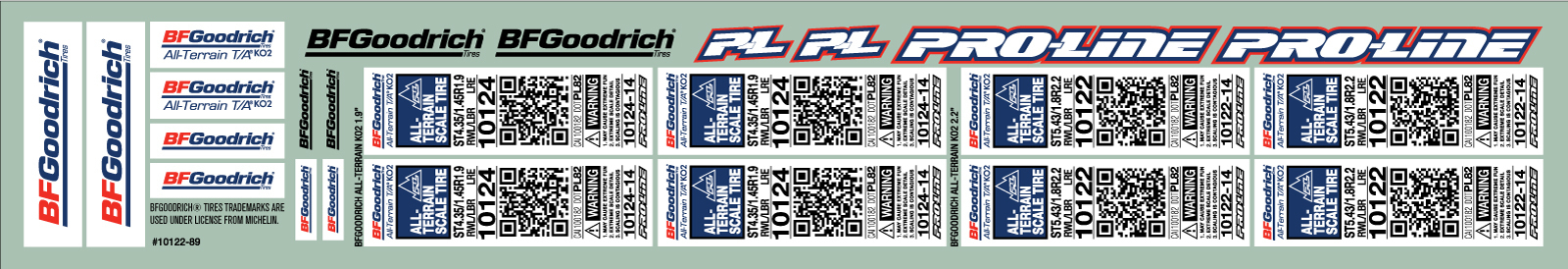 PROLINE BFGOODRICH ALL-TERRAIN KO2 SCALE DECALS - PR10122-33